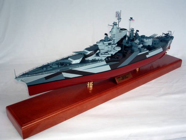 California Class BB-44 Battleship Model - Custom Mahogany Ship Model